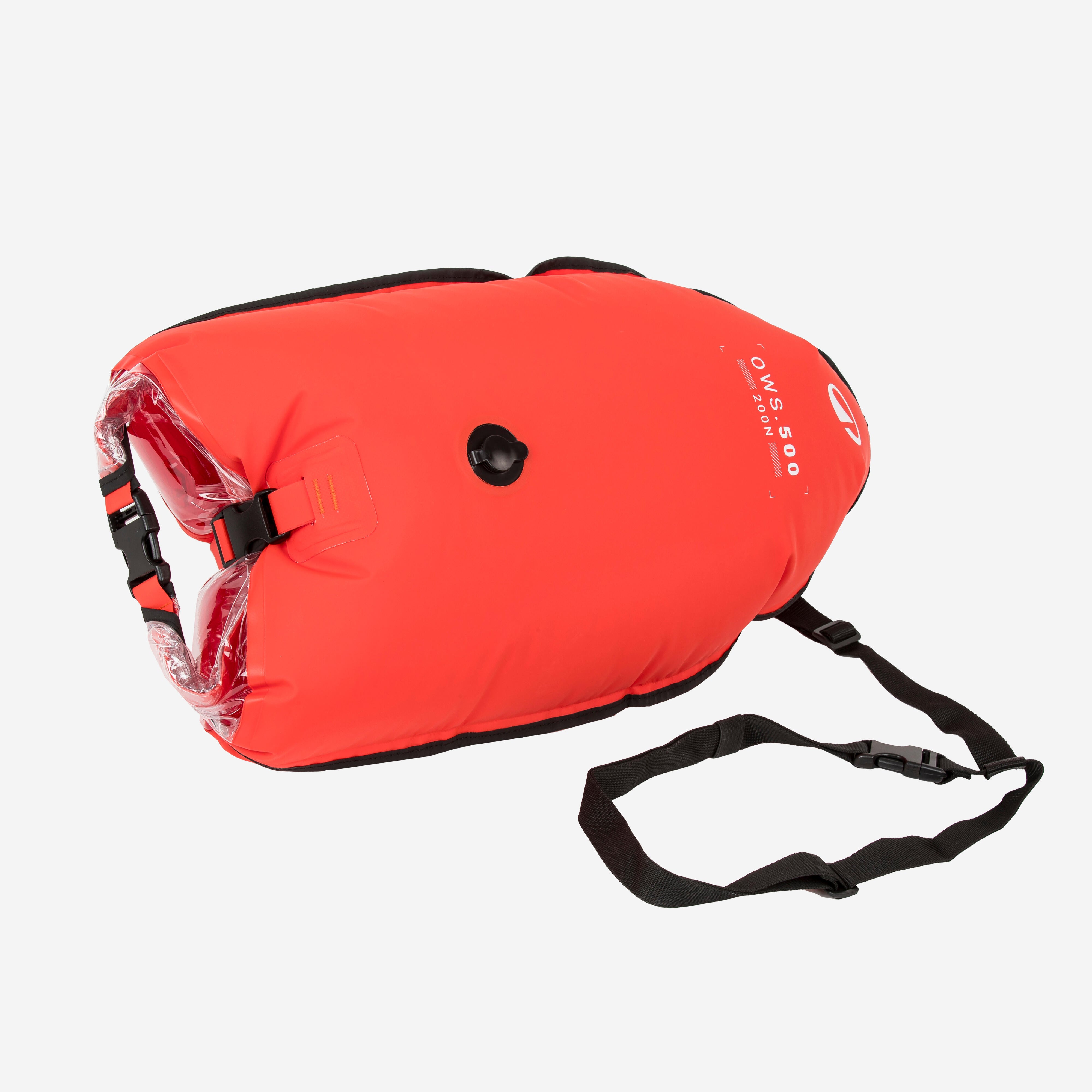 Open-water swimming buoy with inner compartment and net - OWS500 orang ...