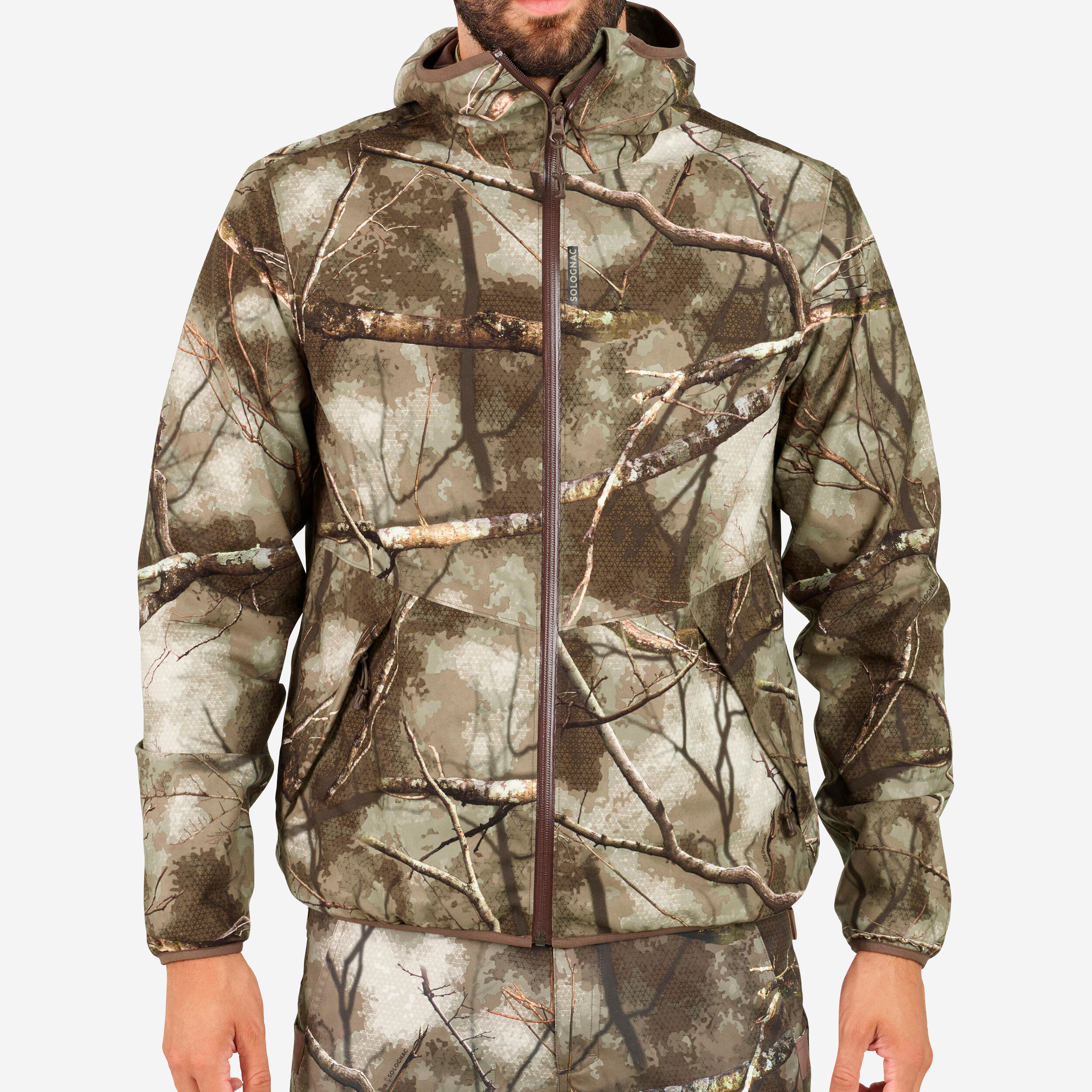Silent waterproof hunting jacket TREEMETIC 500 CAMOUFLAGE– DecathlonProSA